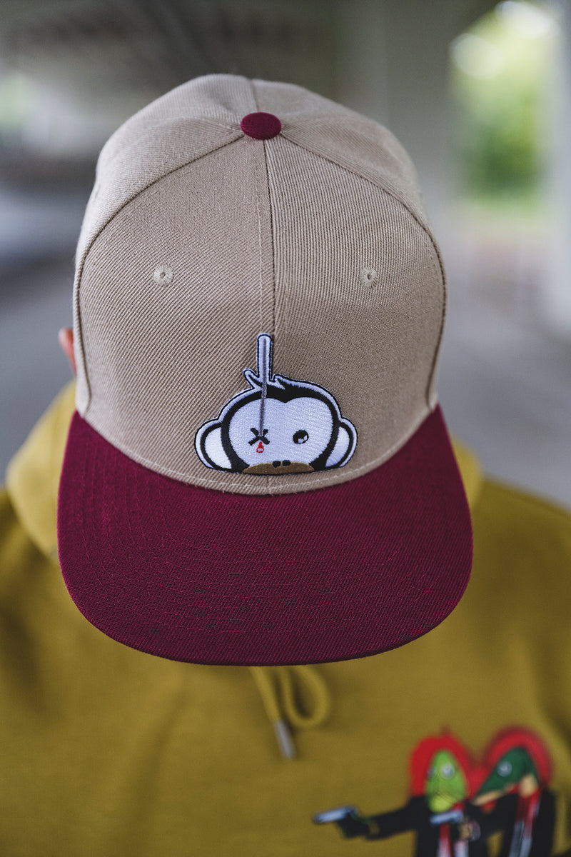 Logo Patch Snapback I Sand with Burgundy peak (USA) – Monkey Climber ...